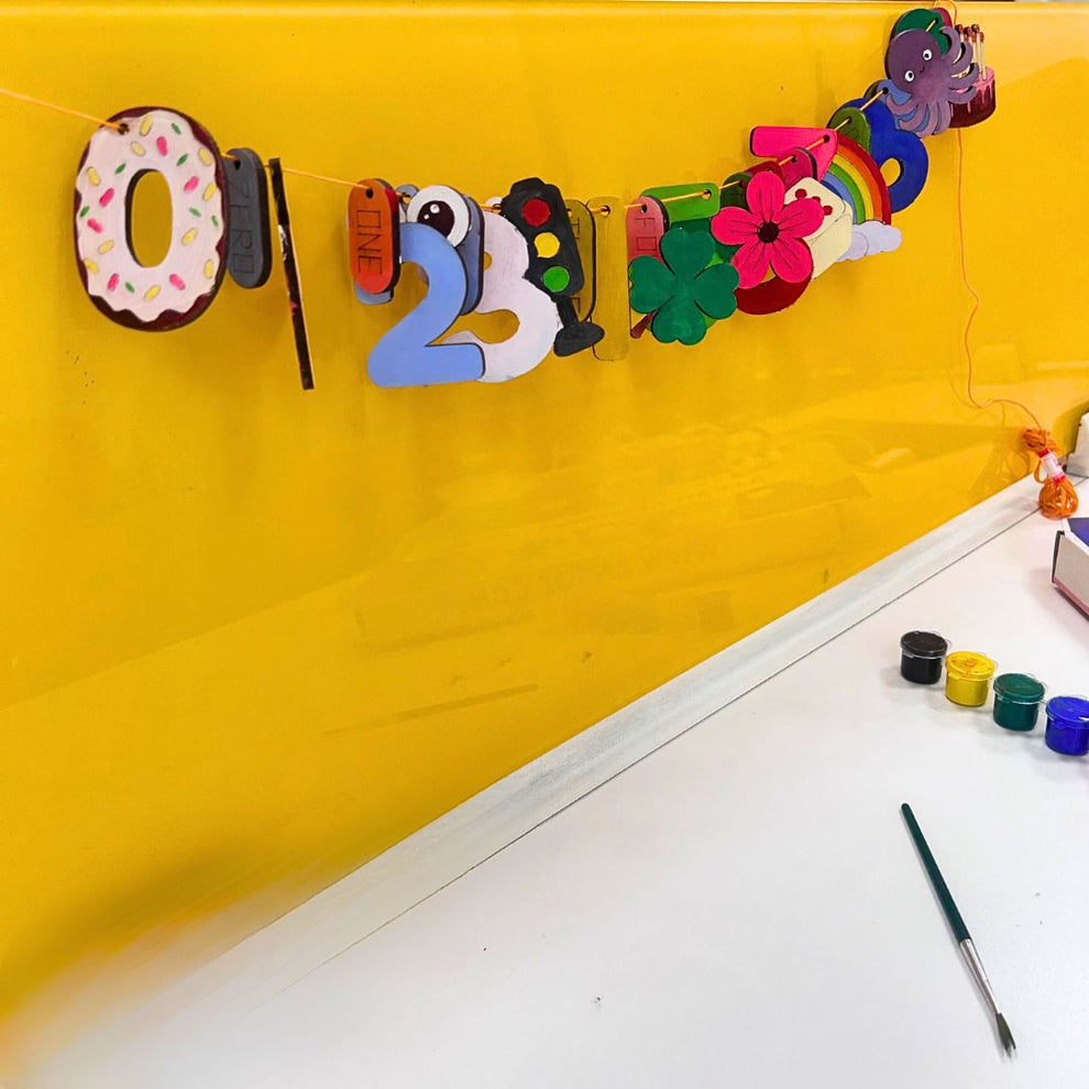 Wooden Hanging Numbers for Kids | Colorful Learning Decor Set | Ansoz